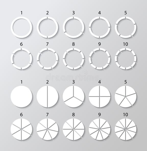 White Circle Graph with Segments Structure Chart. Set of Circular ...