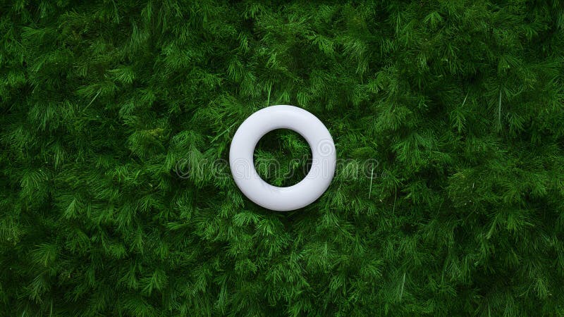 A White Circle Object on a Green Grass Background Stock Image - Image ...
