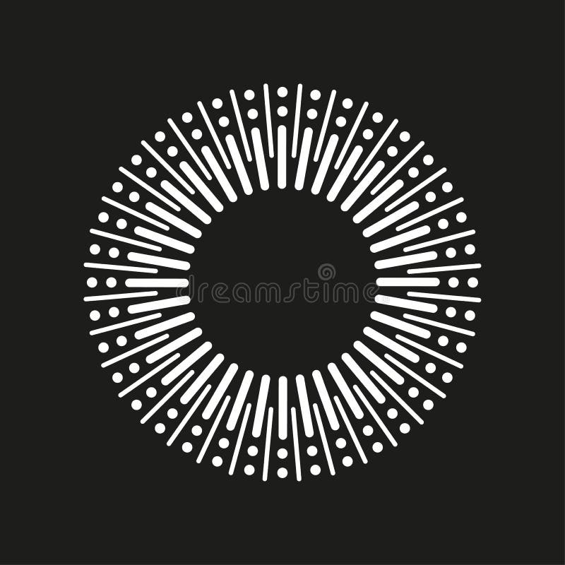 White Circle Rays Black Background. Magic Circle. Vector Illustration ...