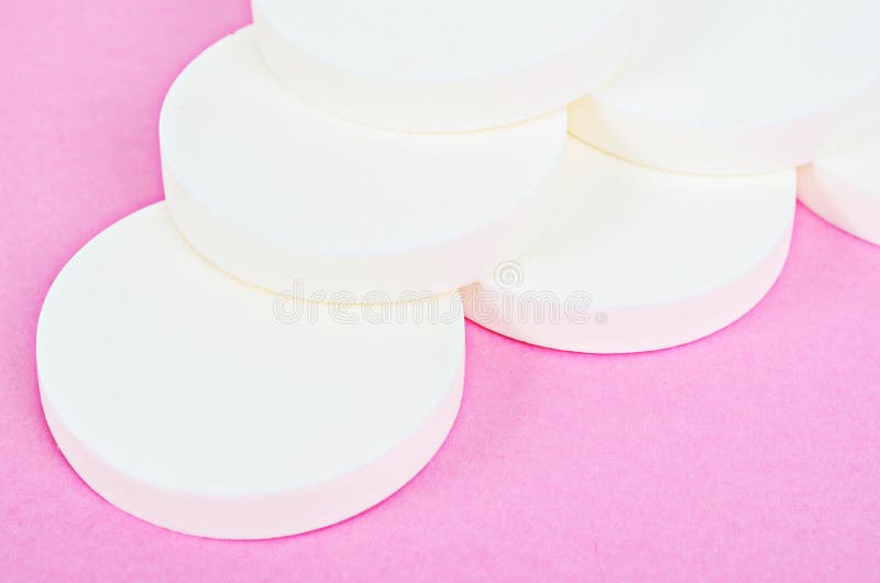 White Cosmetic Circle Sponges for Makeup. Stock Photo - Image of foam ...