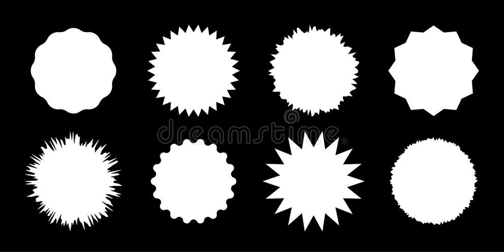 White Circle Shapes with Jagged Borders. Frames with Zigzag, Sharp ...