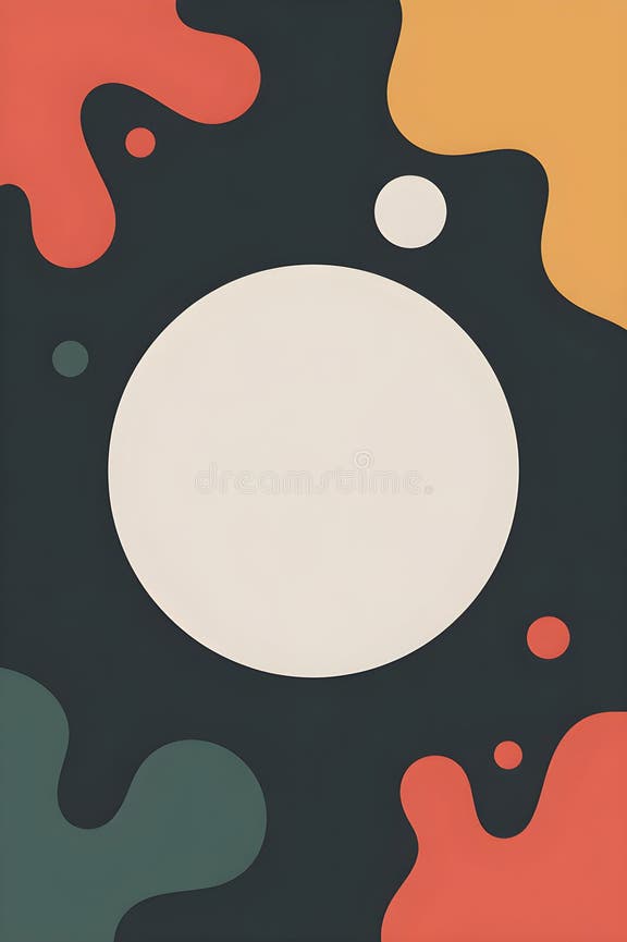 White Circle with Subtle Nebula Texture on Black Background Abstract ...