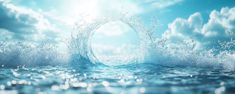 A White Circle of Water Forms a Perfect Loop in a Bright Ocean Under a ...