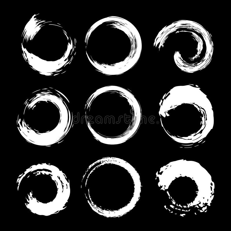 White Circles Shape Brush Strokes Set. Vector Stock Vector ...