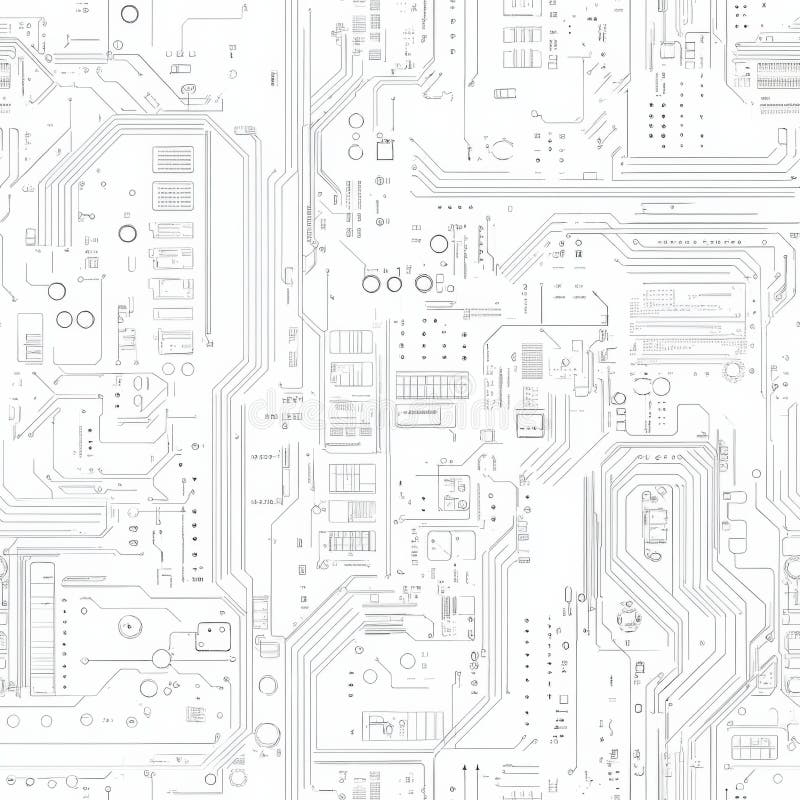 White Circuit Board Design Technology Pattern with Geometric Lines ...