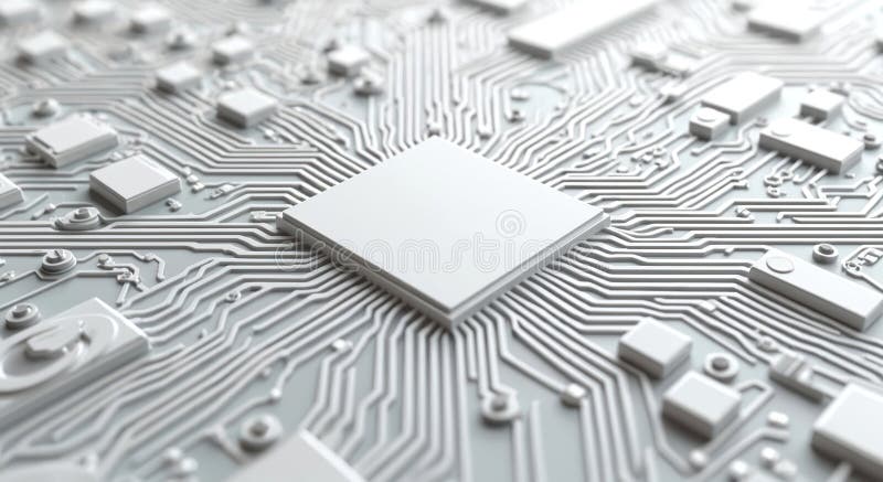 White Circuit Board Pattern. Gray Color Tone, Flat Composition ...