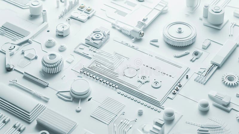 A White Circuit Board with Various Components Stock Photo - Image of ...