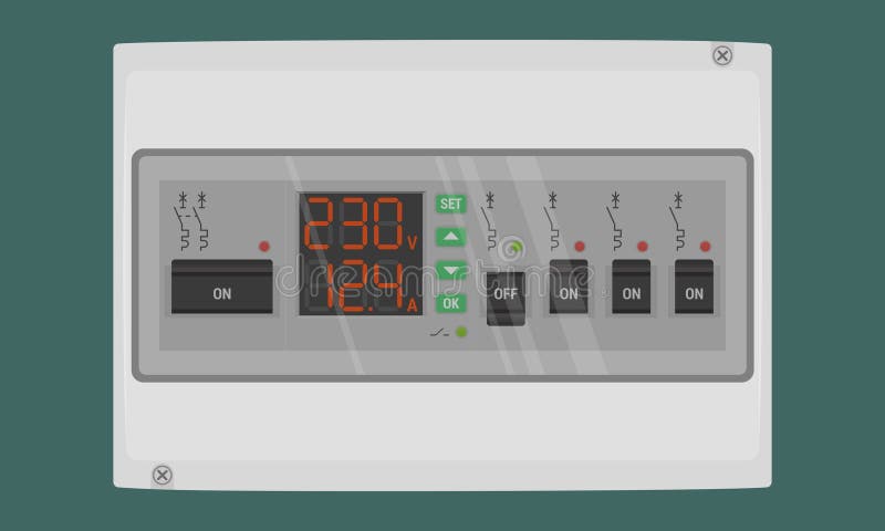 White Circuit Breaker Box with Semi Transparent Door Stock Vector ...