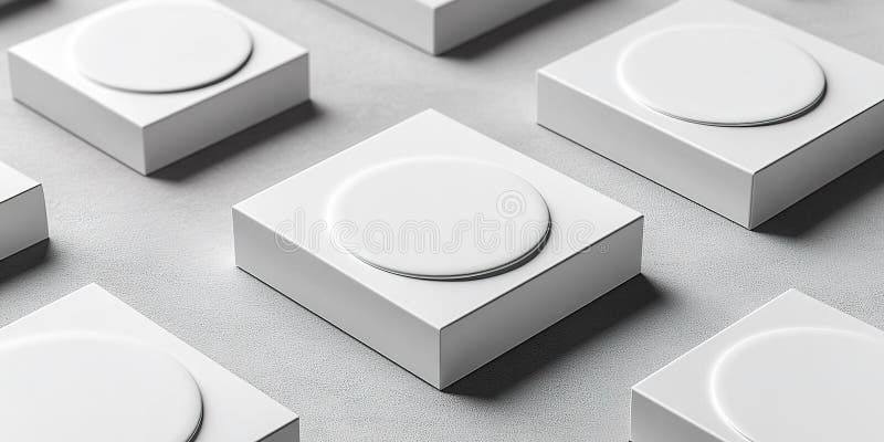 White Circular Buttons Arranged on a Minimalistic Background in a ...