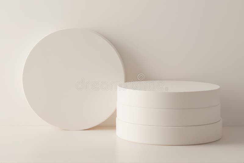 White Circular Cardboard Discs Stacked Minimalist Studio Setting ...