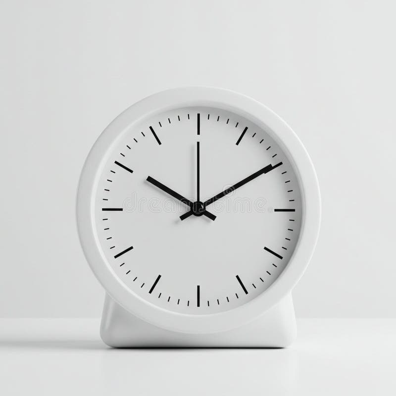 White Circular Clock with a Minimalist Design Featuring Black Hour ...