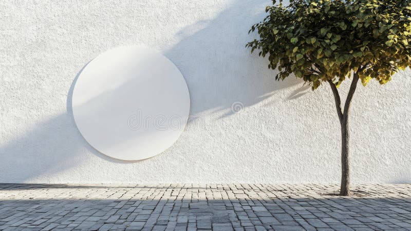 White Circular Mockup on a Textured Wall Stock Illustration ...