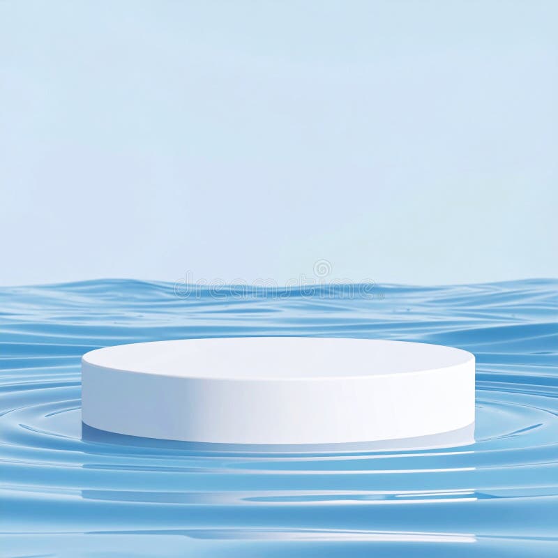 White Circular Platform Floating on Blue Water Stock Illustration ...