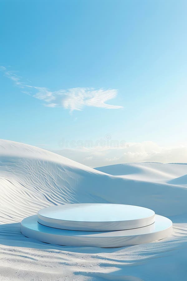 A White Circular Platform in the Middle of a Desert Stock Photo - Image ...