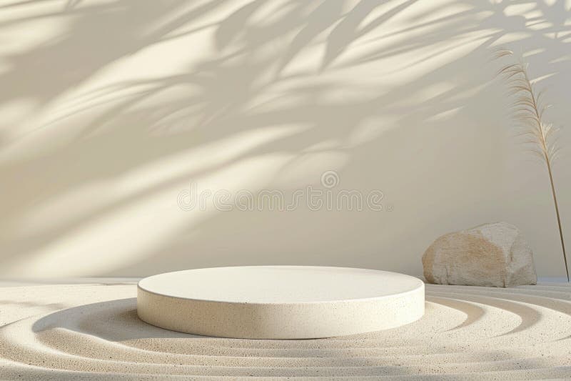 A White Circular Platform Sits on a Sandy Surface, Surrounded by Gentle ...