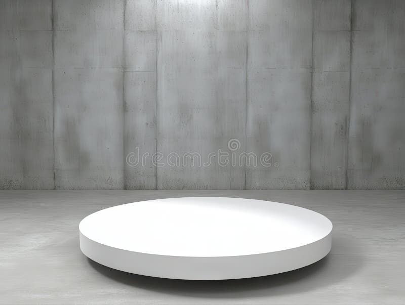 White Circular Platform Stage is Presented Against a Neutral Grey ...