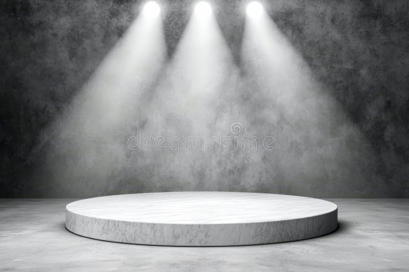 White Circular Platform Stage with Spotlights Minimalist Stage Circular ...