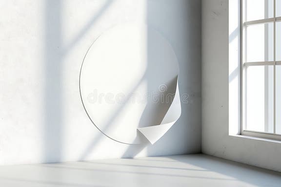 White Circular Poster Mockup on Wall Corner Stock Illustration ...