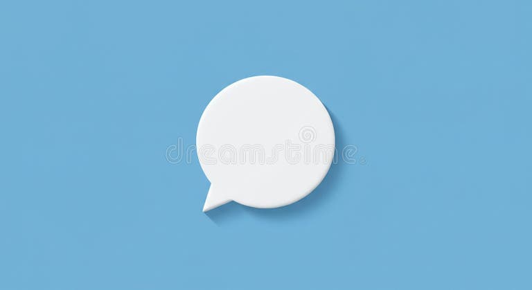 A White, Circular Speech Bubble Icon is Centered on a Light Blue Background. the Stock ...