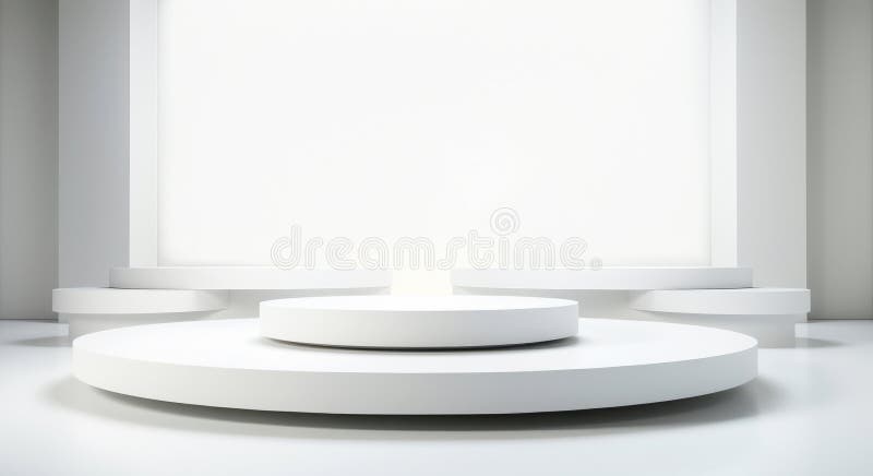 White Circular Stage or Display Platform Illuminated by Natural Light ...