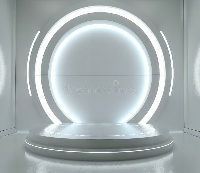 A White Circular Stage with Lights in the Middle Stock Photo - Image of ...