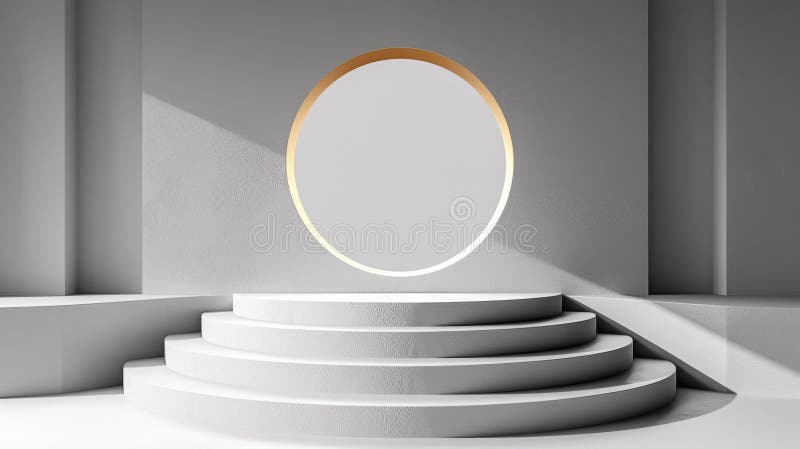 A White Circular Stage with a Mirror in the Middle, AI Stock ...