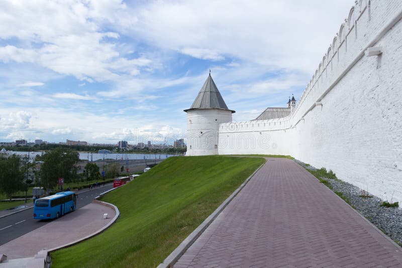 White Circular Tower of the Kazan Kremlin Editorial Stock Photo - Image ...