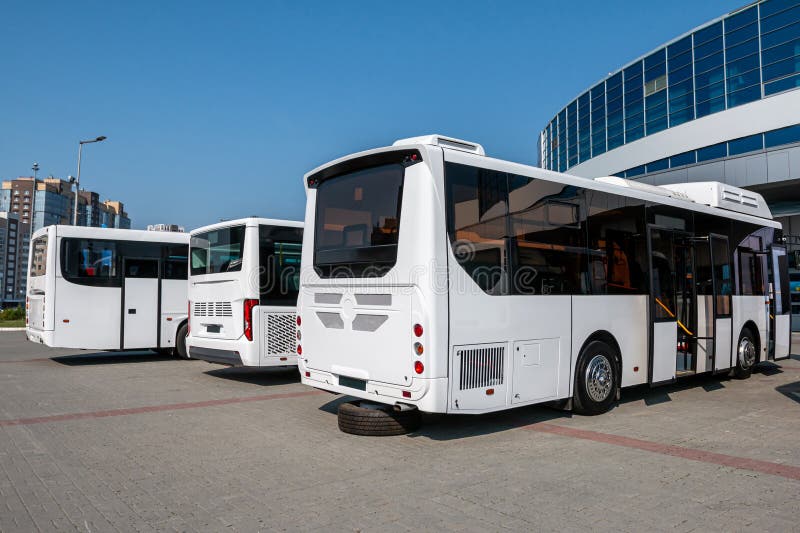 White Buses at the Bus Station on a Clear Day Stock Photo - Image of ...