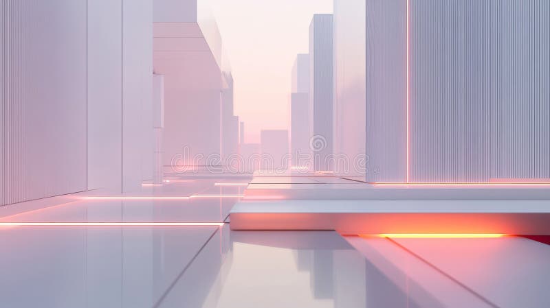 White Cityscape with a Red Line Running through it Stock Illustration ...