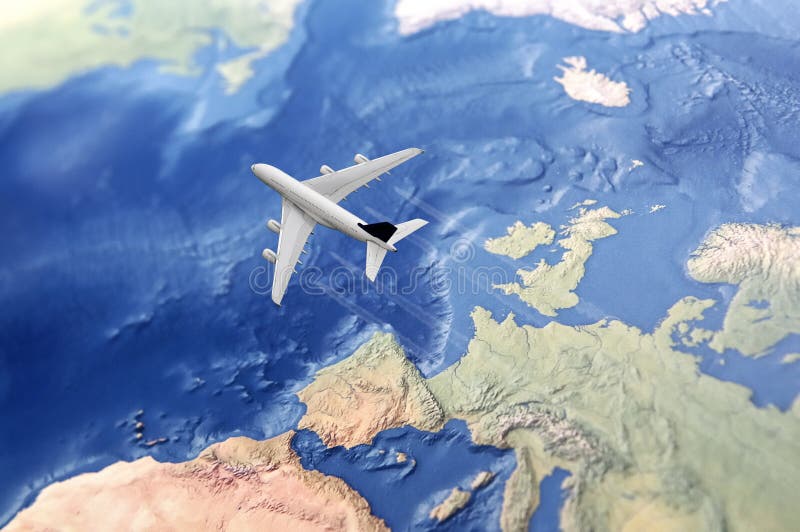 Model Airplane Flying Over World Map Stock Image - Image of flying ...