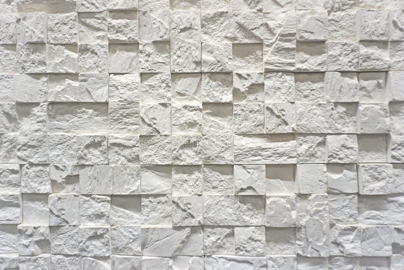 White Cladding Wall Made of Stoneware with Interlocking Tiles Stock ...
