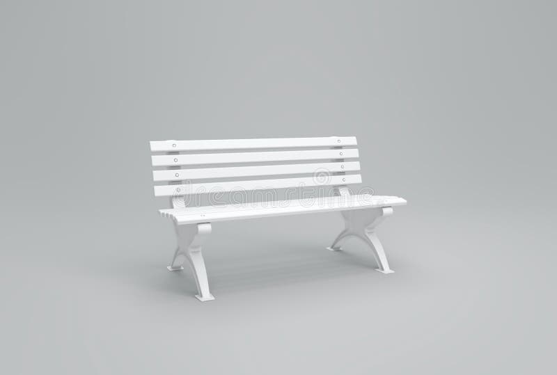 White Classic Park Bench with Back on a Gray Studio Background. Stock ...