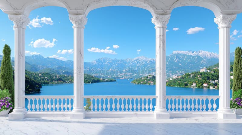 A White Classical Architecture Colonnade Arch Depicted in a 3D ...