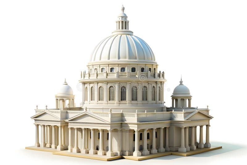 White Dome Architecture 3D Model Stock Illustration - Illustration of ...