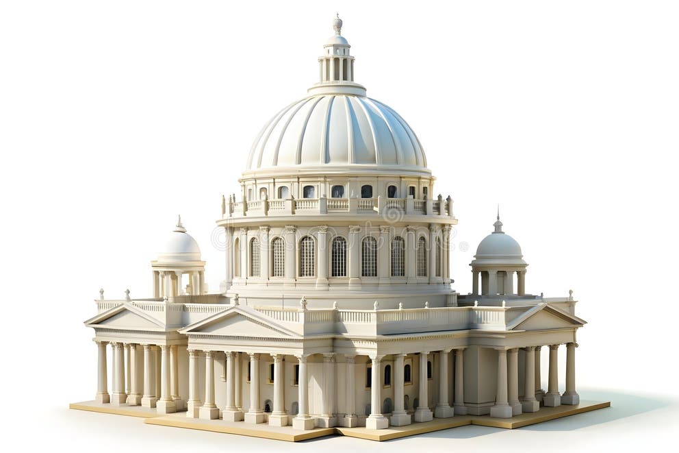 White Dome Architecture 3D Model Stock Illustration - Illustration of ...
