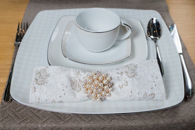 White Classical Luxury Dinnerware Set Stock Image - Image of style ...