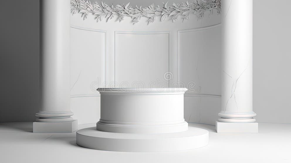 White Classical Pedestal or Podium in the Shape of Ancient Column in ...