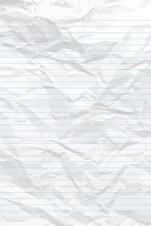 White Clean Crumpled Notebook Paper with Lines Stock Illustration ...