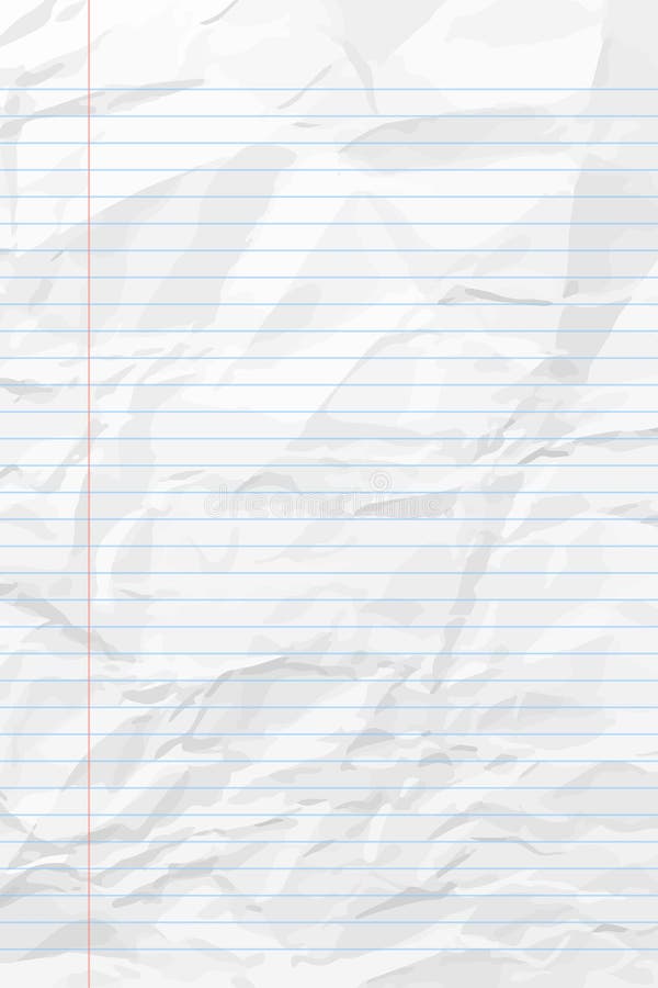 White Clean Crumpled Notebook Paper with Lines Stock Vector ...