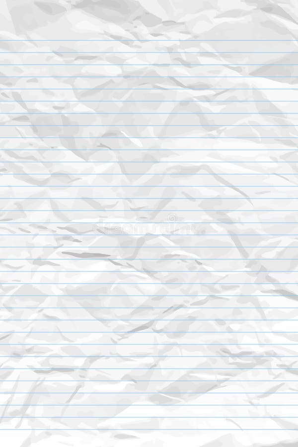 White Clean Crumpled Notebook Paper with Lines Stock Vector ...