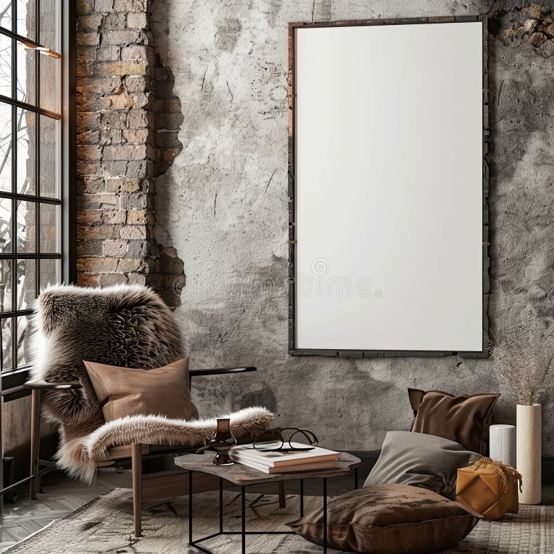 White Clean Picture Mock Up Frame.a Large Blank, White Poster Mock Up ...