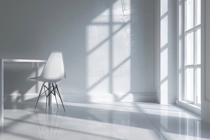 White Clean Room with Table and Chair Stock Image - Image of house ...