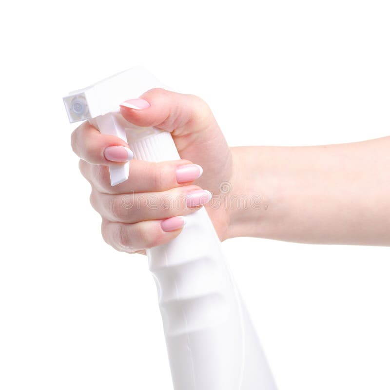 White Cleaning Spray in Hand Stock Image - Image of plastic, holding ...
