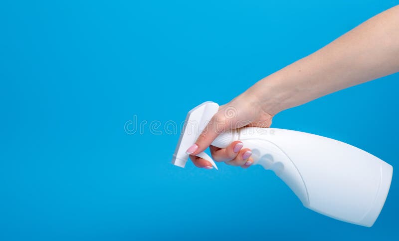 White Cleaning Spray in Hand Stock Image - Image of detergent, copy ...