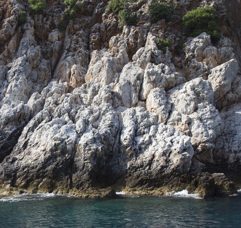 White Cliffs and Bright Blue Mediterranean Sea Stock Photo - Image of ...