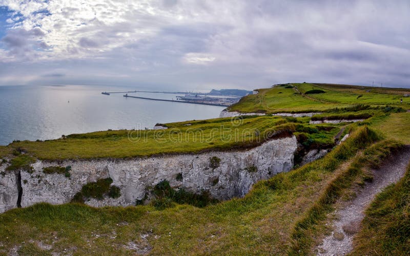 White Cliffs of Dover. Close Up Detailed Landscape View of the Cliffs ...