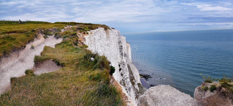 White Cliffs of Dover. Close Up Detailed Landscape View of the Cliffs ...