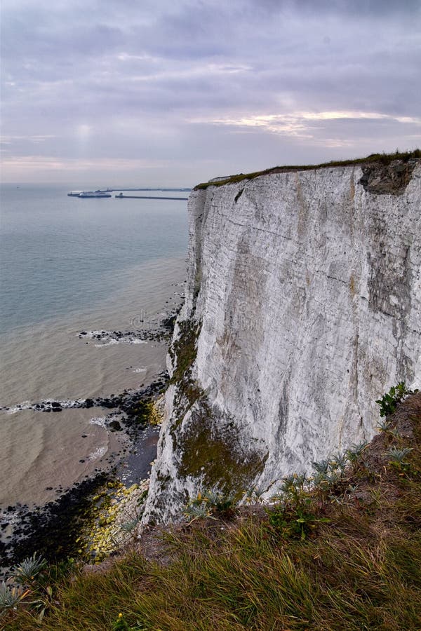 White Cliffs of Dover. Close Up Detailed Landscape View of the Cliffs ...