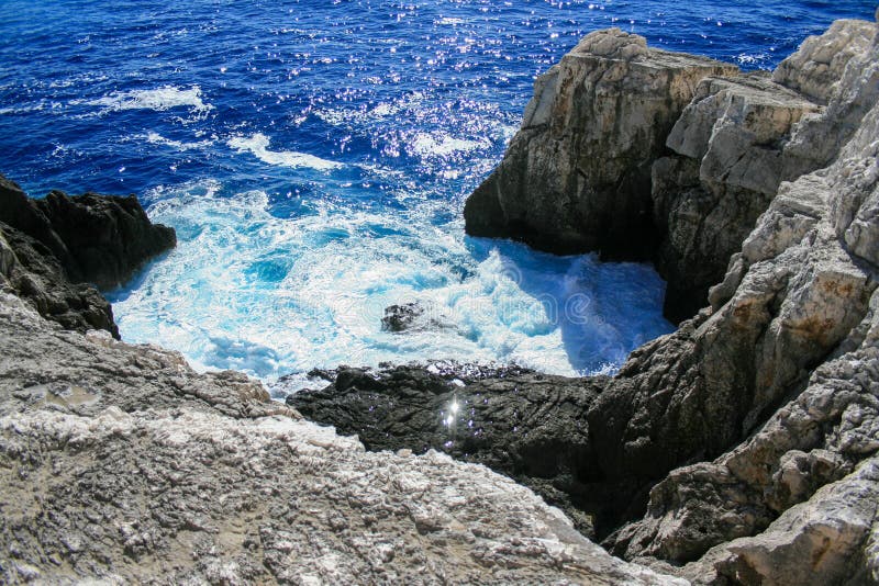 White Cliffs in Greece on the Island of Zakynthos Stock Image - Image ...