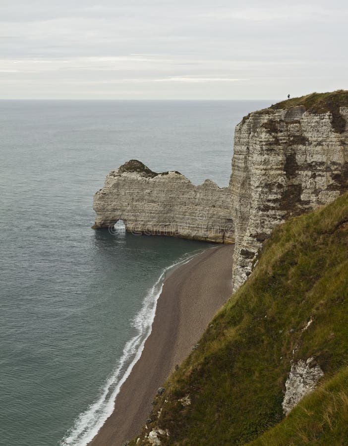 White Cliffs and Natural Rock Arch of Etretat Stock Photo - Image of ...